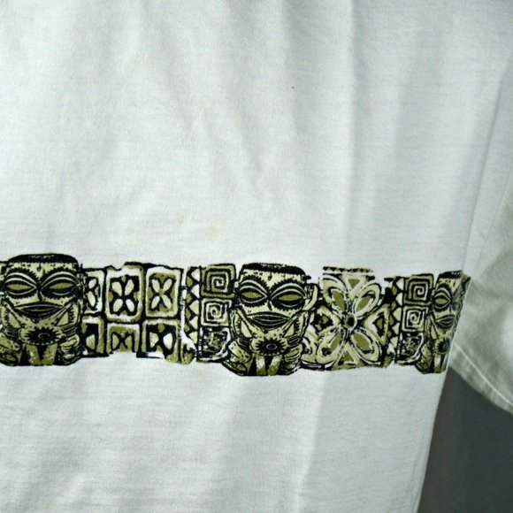 Newport Blue | Shirts | Tiki Band Print T Shirt Front Back Print ...